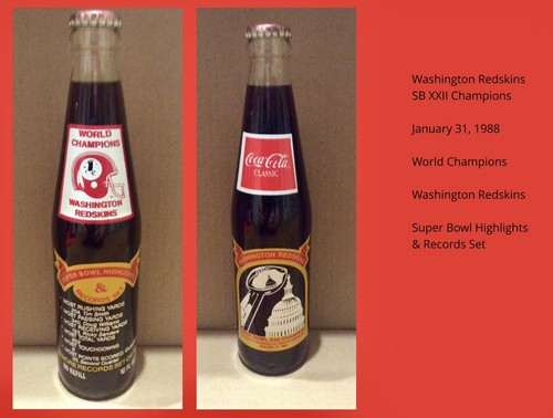 Coca-Cola 10 Oz Commemorative Bottle Washington Redskins SB XXII ...