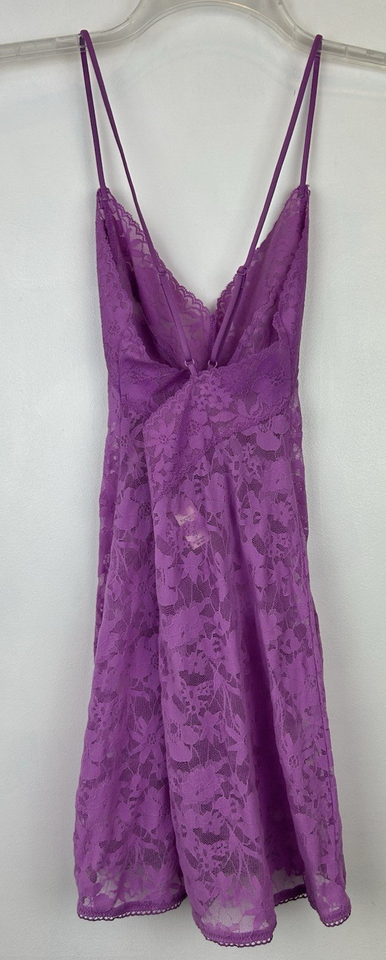 Victorias Secret Stretch Lace Sheer Slip Dress XS Purple Stretch ...