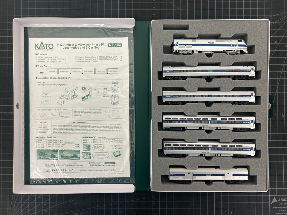 N Scale Kato 106-0101 Amtrak P42 #22 DCC Amfleet & Viewliner Phase IV 5 ...