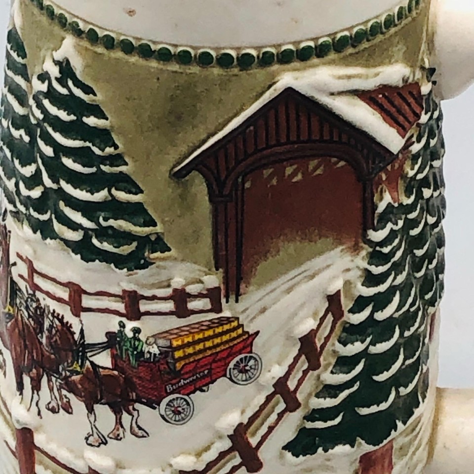 Budweiser stein ceramarte brazil handcrafted holiday 6" tall Christmas ...