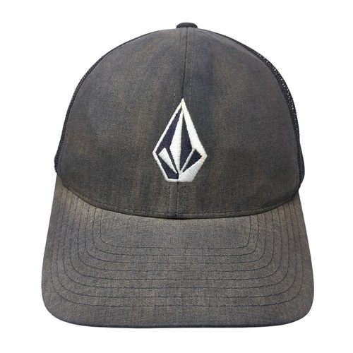 Volcom Snapback Trucker Hat Black One Size Adjustable Embroidered Mesh ...