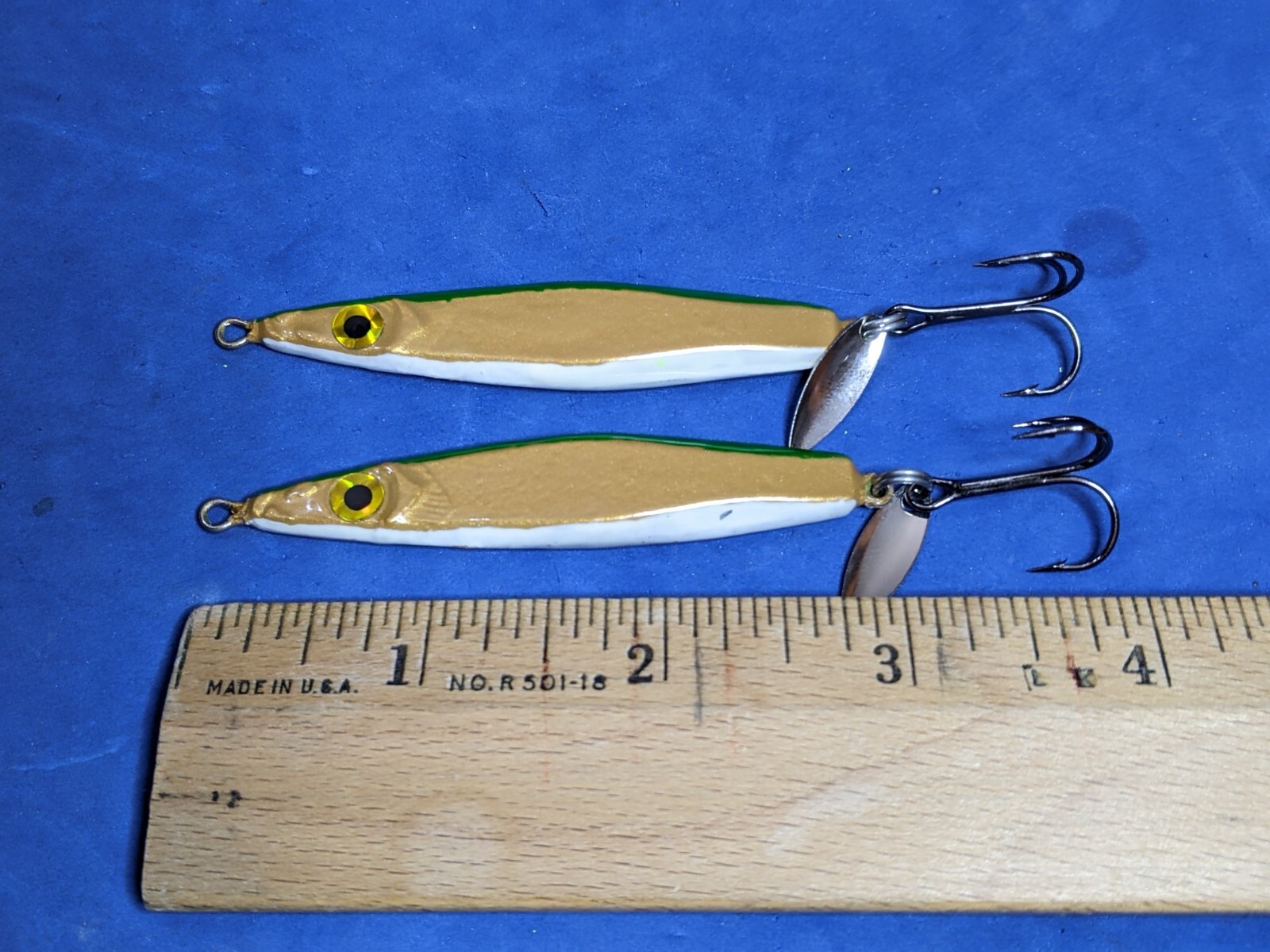 2 - 1 oz FLUTTER SPOONS LURES LEAD SLAB FISHING JIGGING CASTING GOLD ...