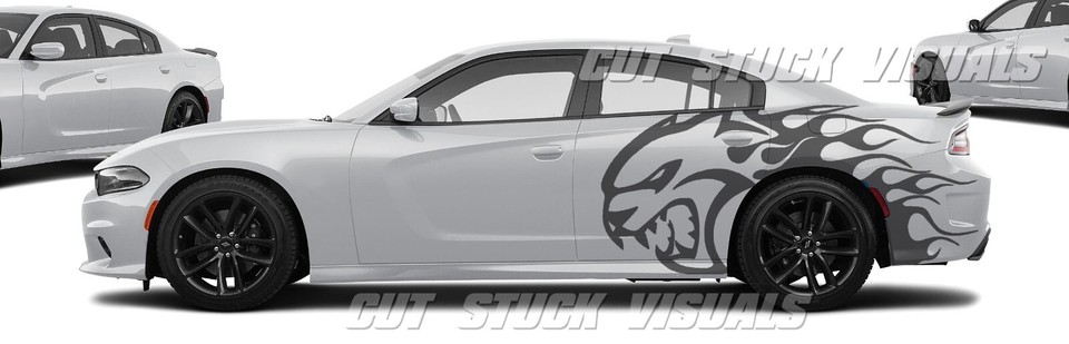 FOR CHARGER HELLCAT Huge Decal CAST vinyl KIT FLAMES REDEYE RED EYE 6.2 ...