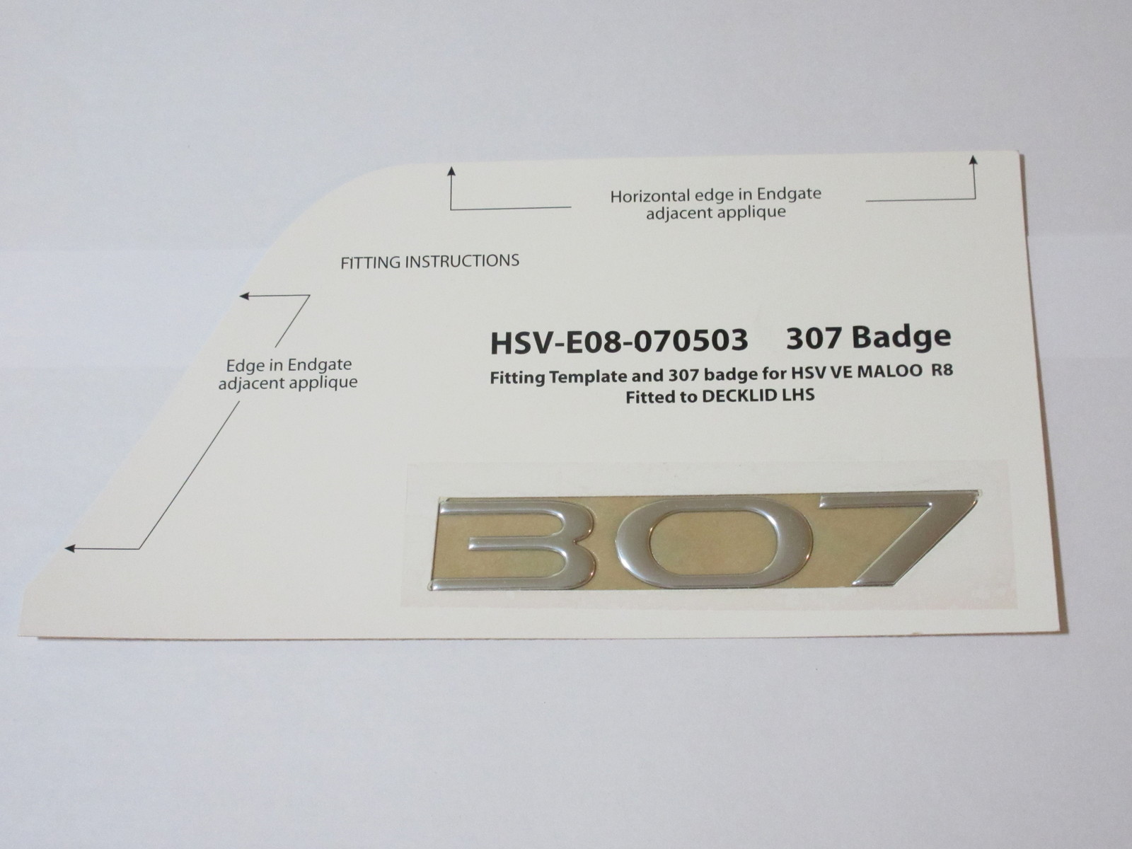 HSV VE CLUBSPORT R8 SENATOR MALOO GTS ' 307 ' BOOT LID BADGE CHROME ...