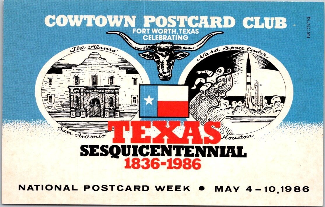 Cowtown Postcard Club Fort Worth TX May 1986 VTG Chrome Postcard ...