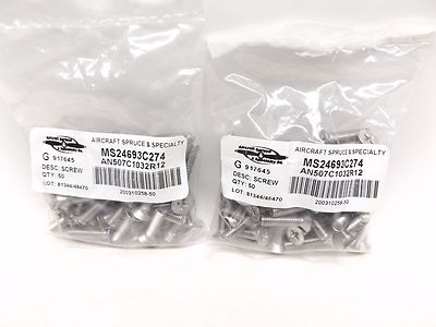 Bag of 100 As&S MS24693C274 Stainless 10–32X3/4 Machine Screw Non ...