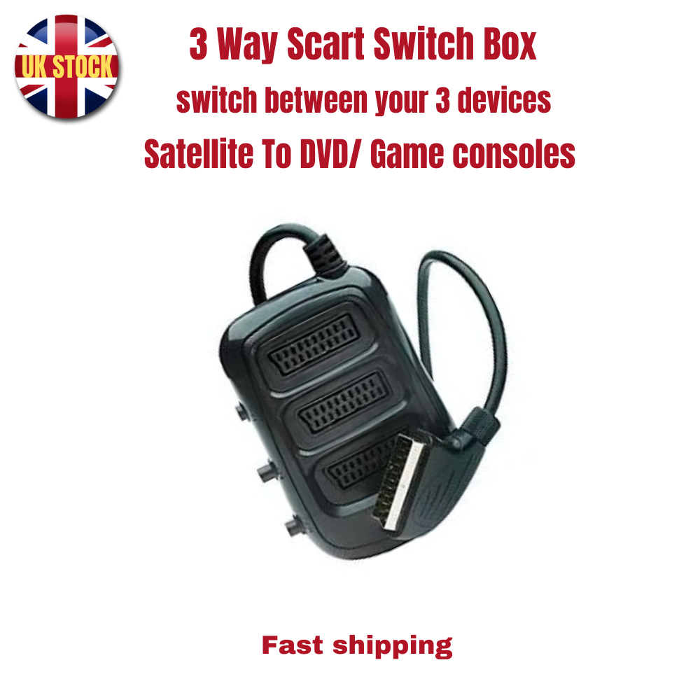 3 Way Scart Switch Box / Splitter With Selection Buttons AV Splitter ...