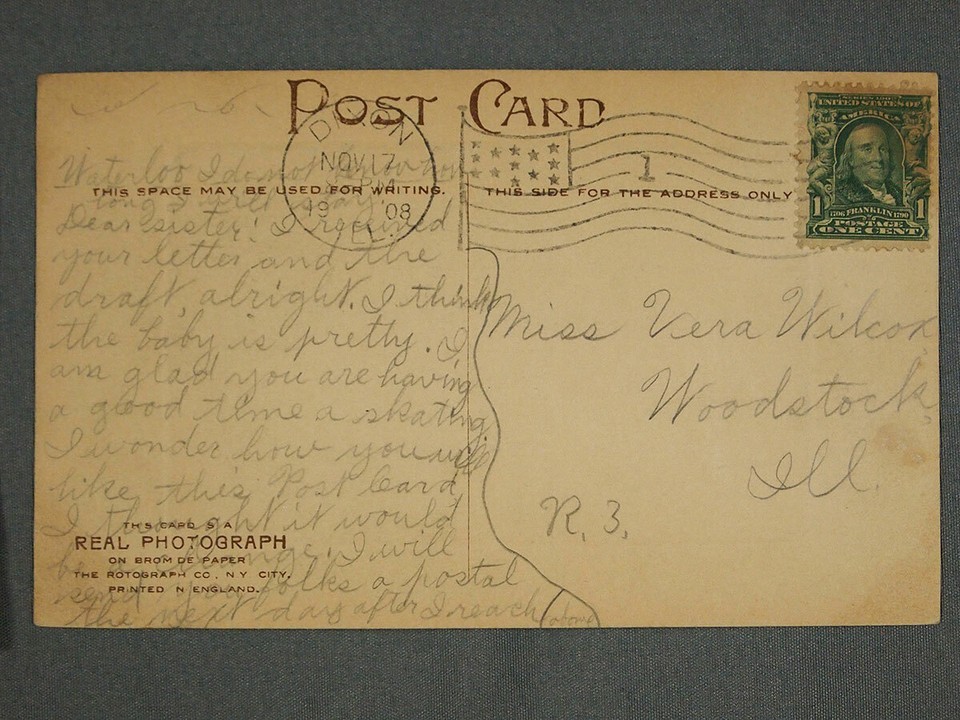 Real Photo 1908 Postcard Raging Billows Dixon Woodstock Illinois RPPC ...