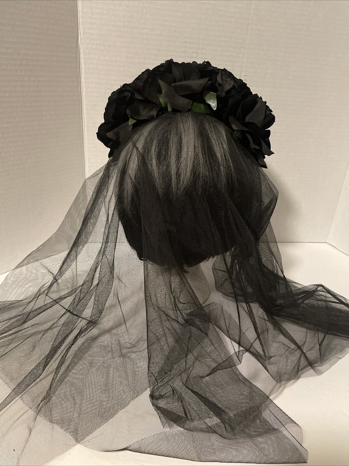 Day of The Dead Headpiece Veil Rose Flower Headband Halloween Costume New | eBay
