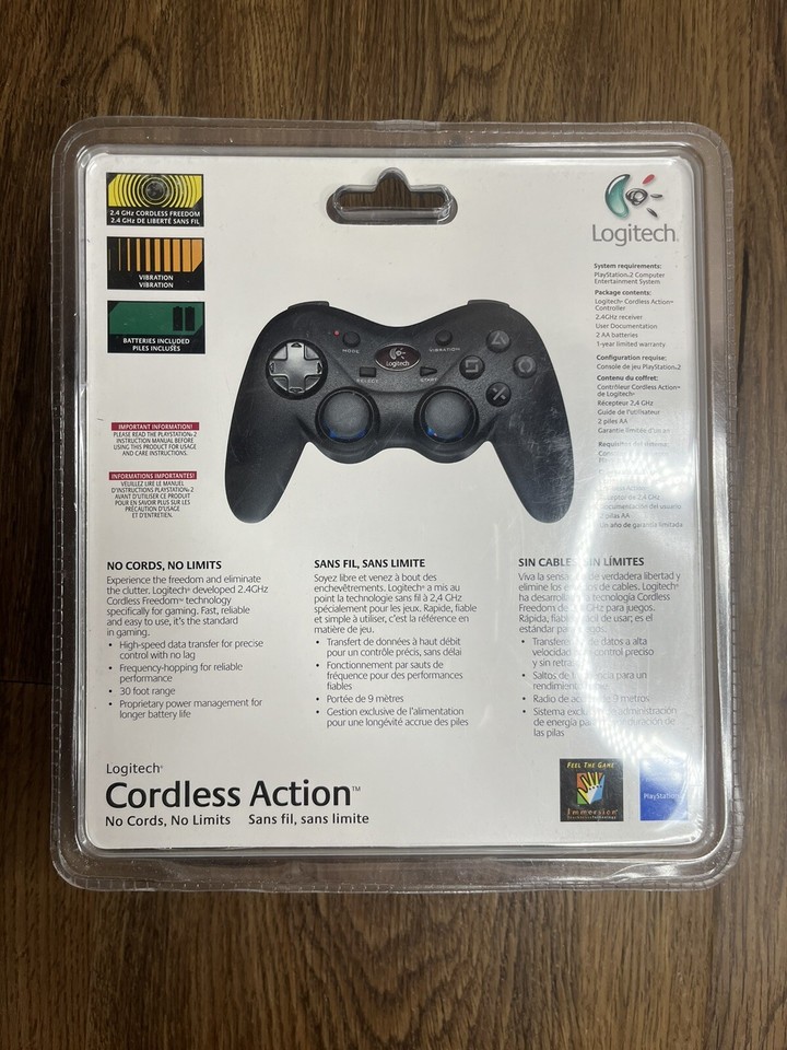 Logitech Cordless Action Wireless Sony PlayStation 2 PS2 Controller New ...