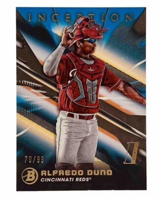 2023 Bowman Inception, Alfredo Duno #77, Blue Parallel, Cincinnati Reds ...