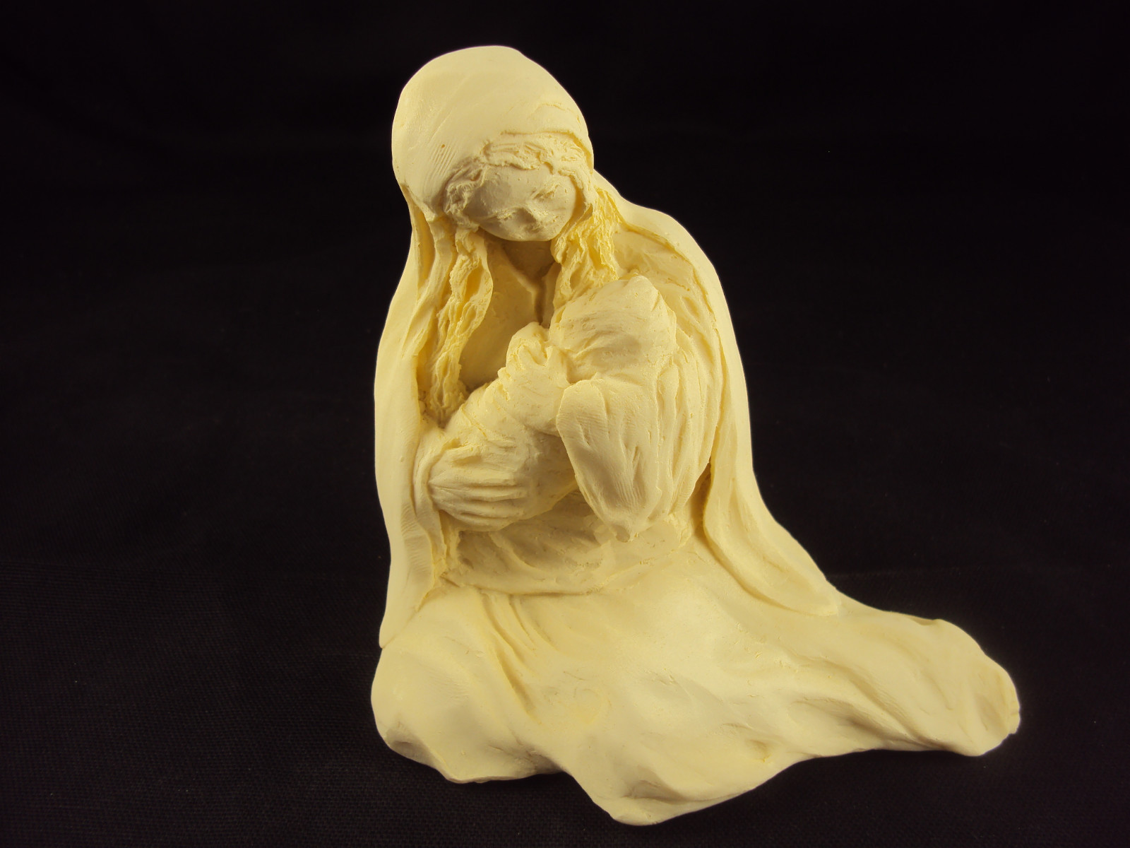 Nativity Scene, Stone Sculpture By Jacklyn Kelly, Mary Holding Jesus w ...