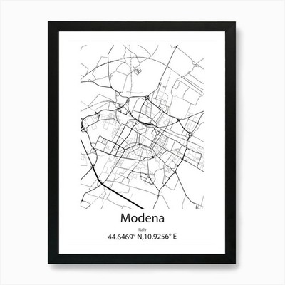 Modena,Italy Minimalist Map Art Pri Framed Wall Art Poster Canvas Print ...
