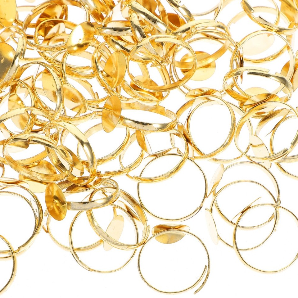100 Pcs Diy Ring Findings Alloy Blank Adjustable Finger Rings ...