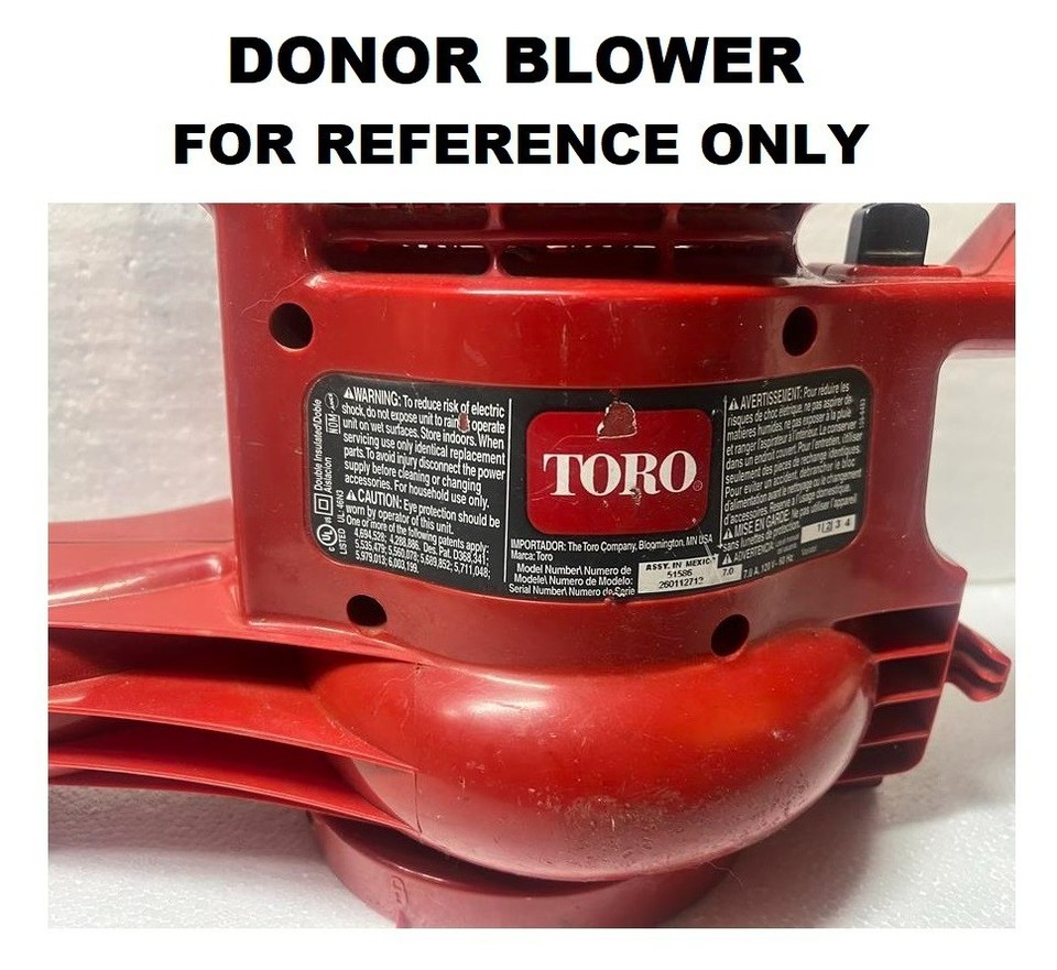 TESTED Motor, Fan & Fuse - TORO POWER SWEEP ELECTRIC LEAF BLOWER 51586 ...