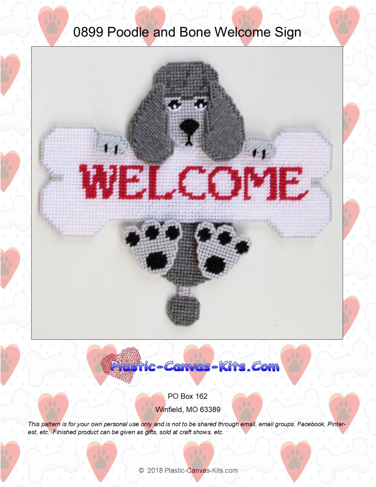 Poodle Dog and Bone Welcome Sign- Plastic Canvas Pattern or Kit | eBay