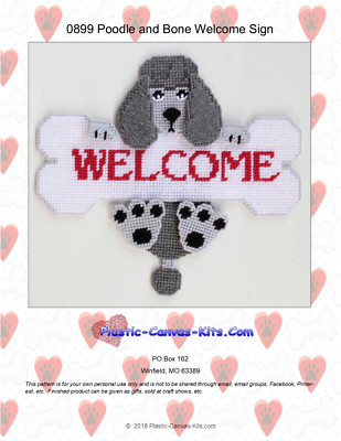 Poodle Dog and Bone Welcome Sign- Plastic Canvas Pattern or Kit | eBay