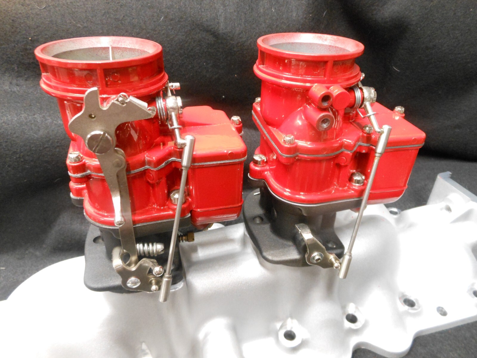 VINTAGE SPEED STROMBERG 97 STYLE DUAL SET (RED) HOT ROD FLATHEAD TRI ...
