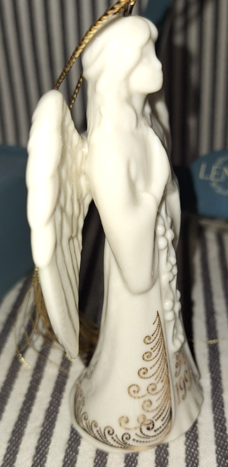 NIB 1998 LENOX Annual Angel Praying BONE CHINA 24k GOLD 4" CHRISTMAS ...