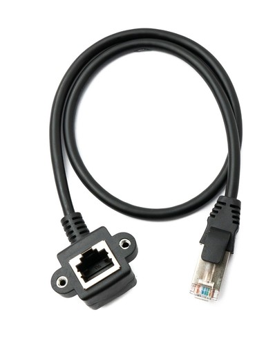 Lan Cable 60 CM 8P8C Socket To RJ45 Plug Angle Screw Adapter IN Black ...