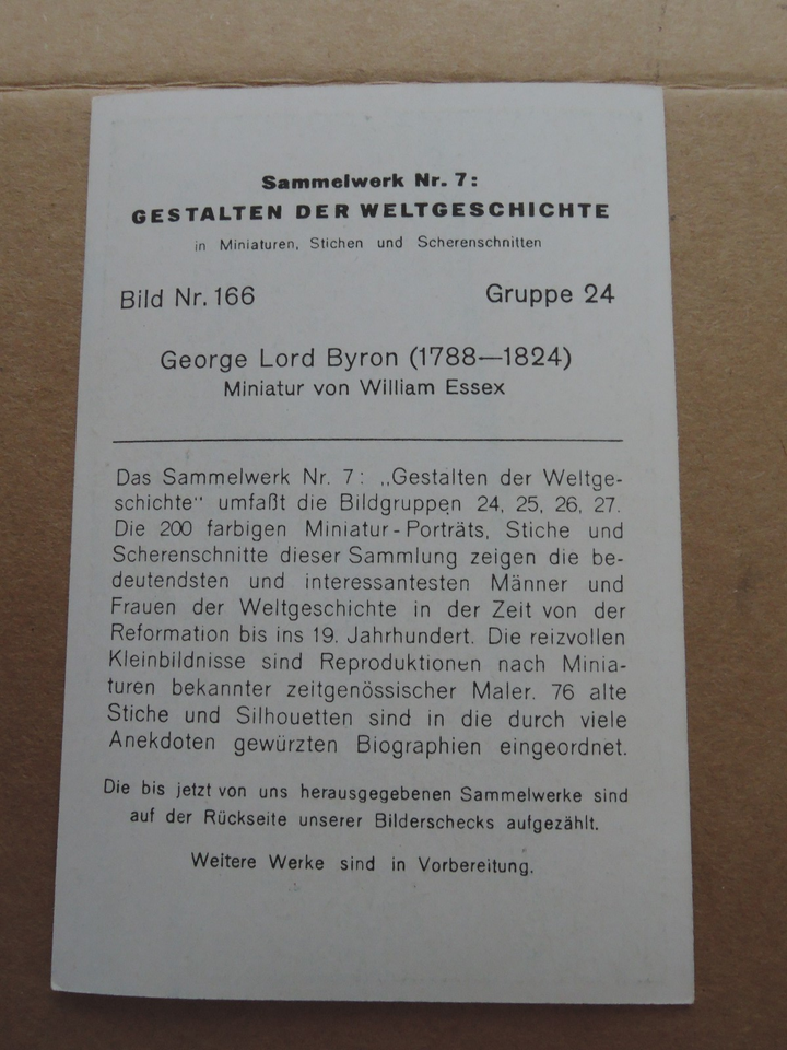 George GORDON 1933 Reemtsma LORD BYRON German Trading Card ENGLAND | eBay