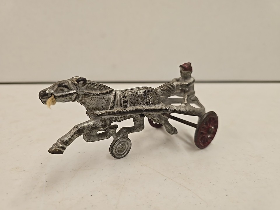 Antique 5.75" Original Kenton Toys Cast Iron Sulky Jockey & Horse | eBay