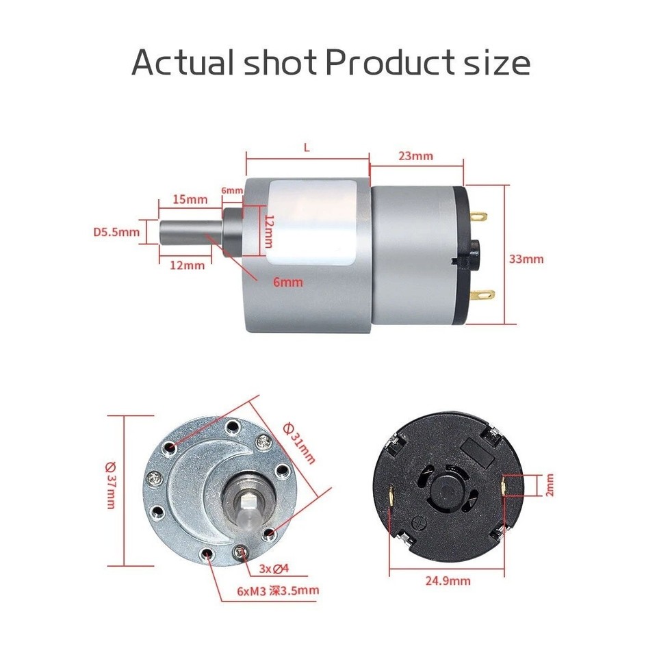 GB37‑520 24V 600RPM DC Worm Gear Reducer Motor Self‑Locking D-Shaft ...