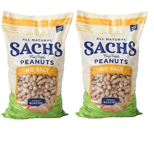 Sachs Fancy Virginia Peanuts No Salt 2 Pack 4 lbs Total Roasted All ...