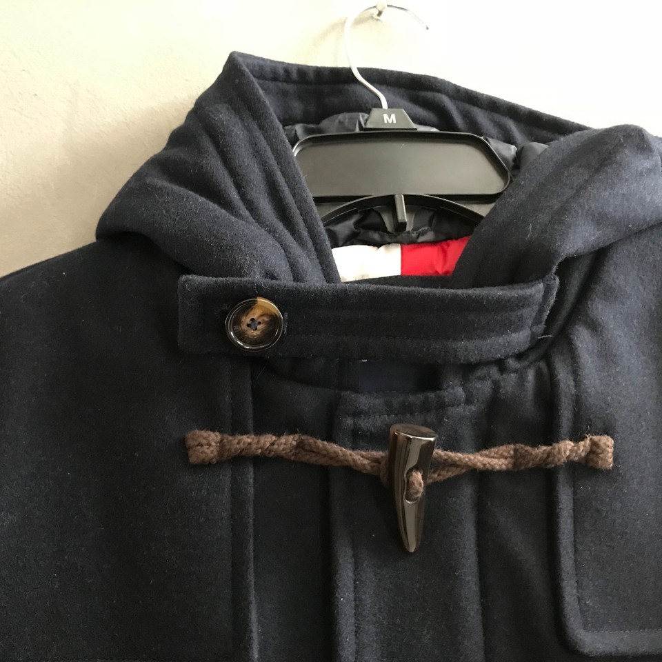 NWT Tommy Hilfiger Men's Wool Blend Hooded Toggle Duffle Coat Jacket ...