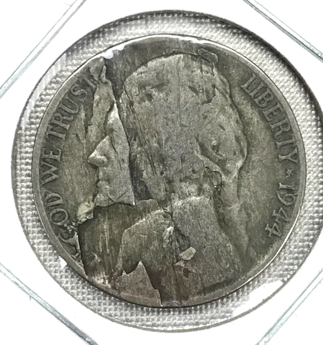 1944 P Jefferson War Nickel MAJOR LAMINATION ERROR US 5c coin see pics ...