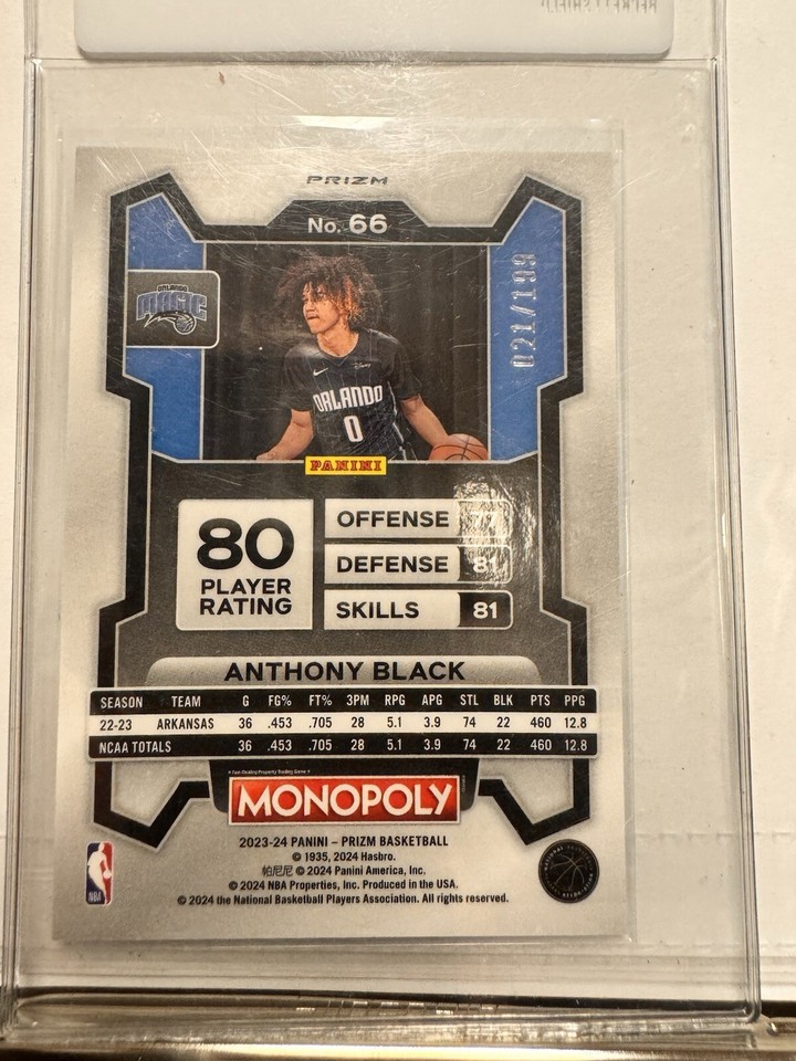 2023-24 Panini Prizm Monopoly - Light Blue Prizm #66 Anthony Black /199 ...