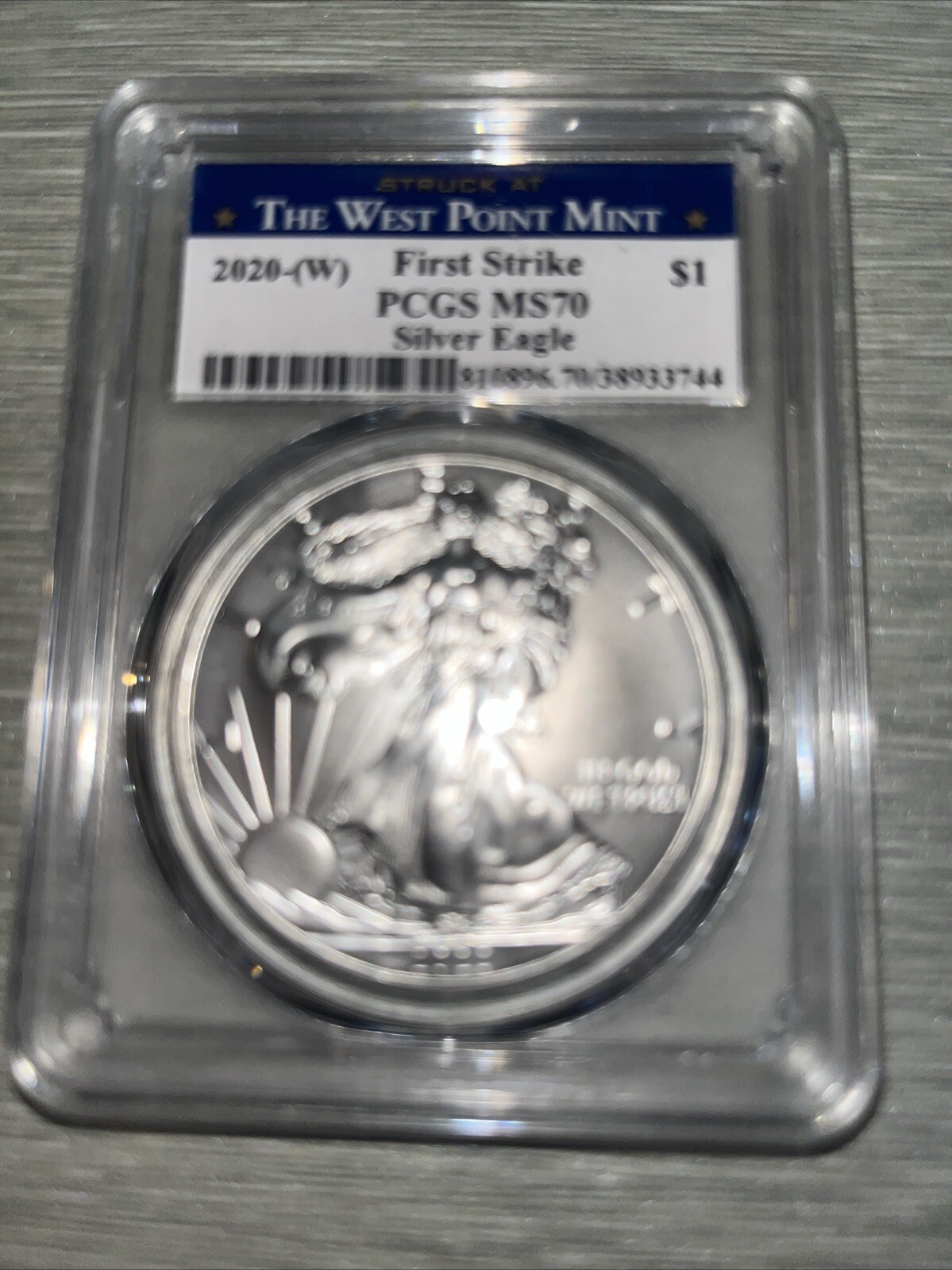 2020 (W) $1 AMERICAN SILVER EAGLE PCGS MS70 WEST POINT FIRST STRIKE ...
