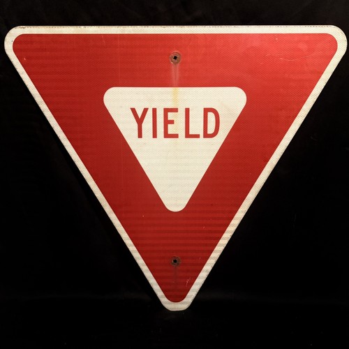 Vintage Yield Sign 36" Real Road Sign Reflective Triangle Aluminum ...