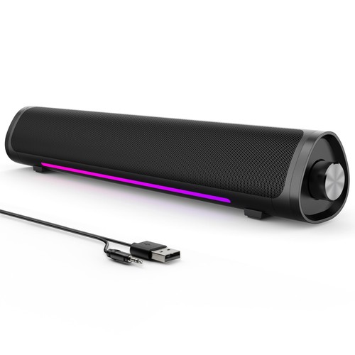Computer Speakers for Desktop PC Gaming PC RGB Sound Bar Plug and Play ...