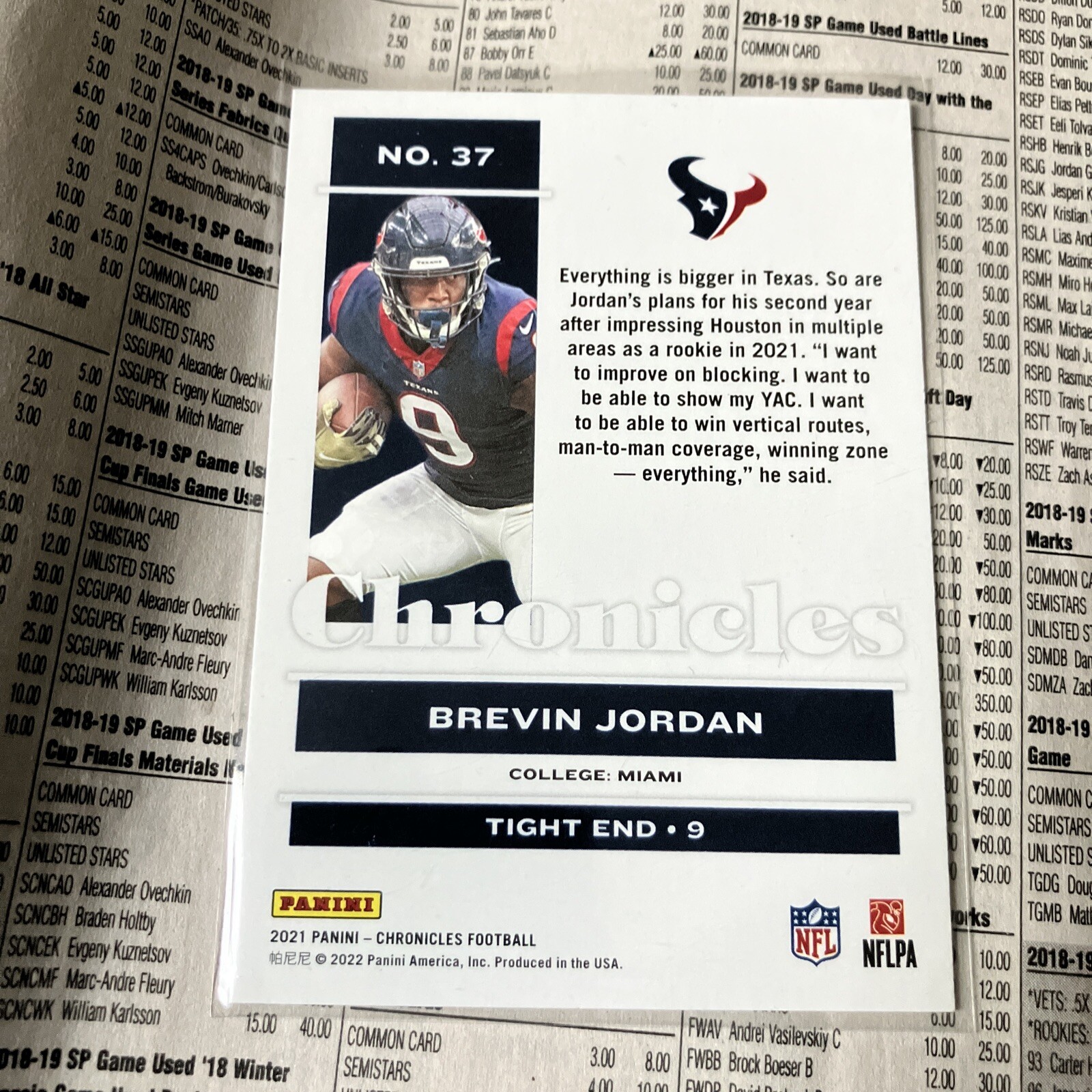 2021 Panini Chronicles - #37 Brevin Jordan (RC) for sale online | eBay