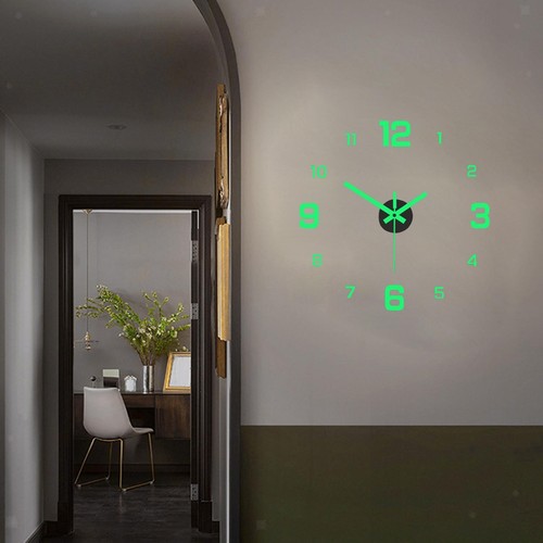 Luminous Frameless Wall Clock Stickers Wall Watch with Numerals 3D ...