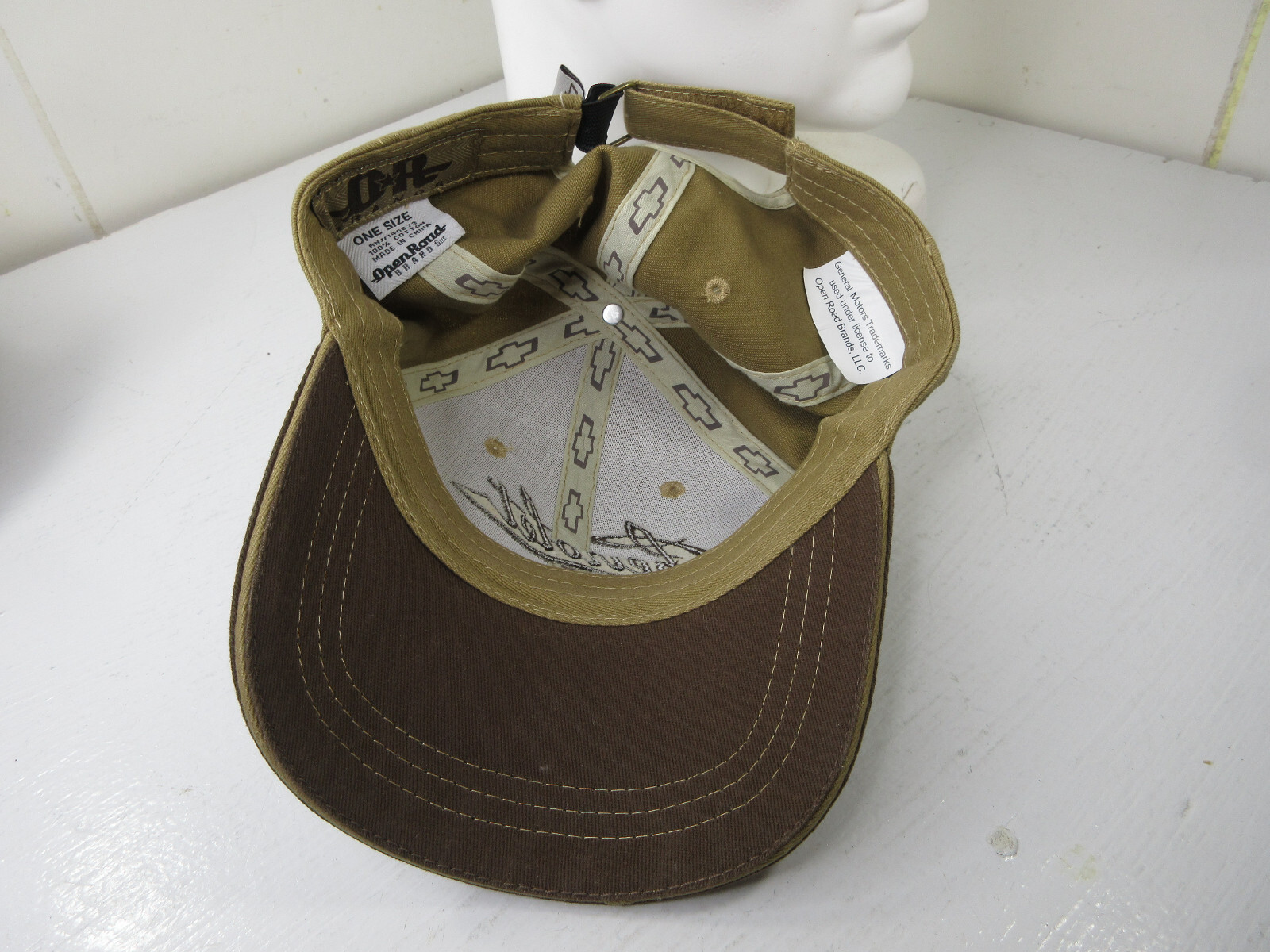 Chevrolet Strapback Hat Brown Cursive Fancy Script Em… - Gem