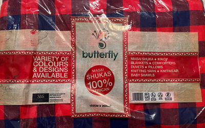 Masai Shuka Blanket Shawl, Red & Blk Plaid African Fabric by Butterfly ...