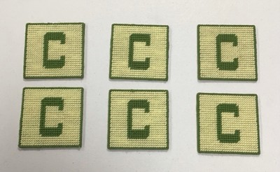 6 Vintage Letter “C” Plastic Canvas Needlepoint Coasters Green and ...