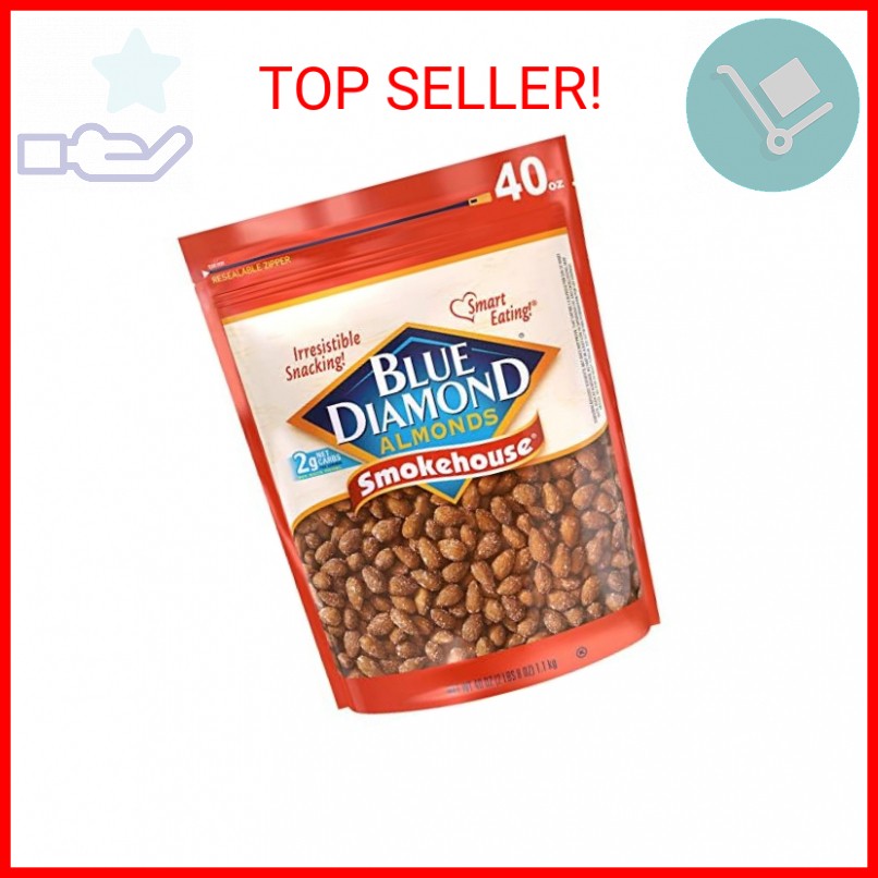 Blue Diamond Almonds Smokehouse Flavored Snack Nuts, 40 Oz Resealable ...