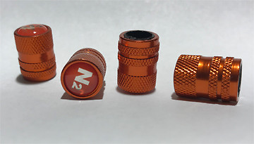 24 Premier Nitrogen Valve Caps (Orange Anodized Aluminum w/Silver N2 ...
