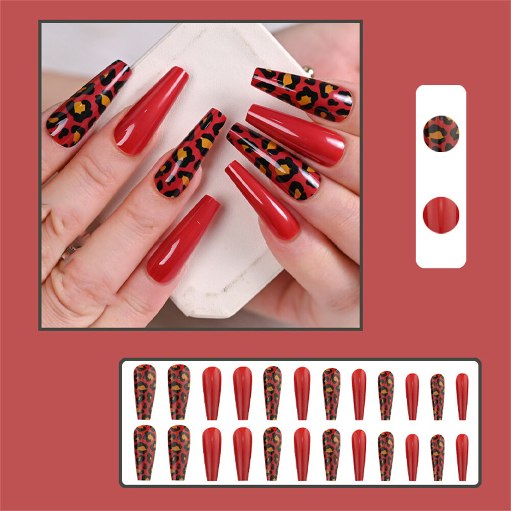 Red Leopard Print Nails