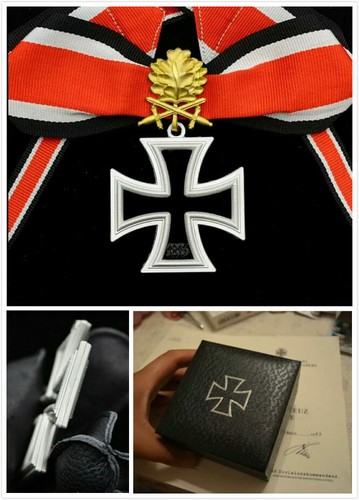 WWII german iron cross 1939 medal double swords oak leaf badge Replica ...