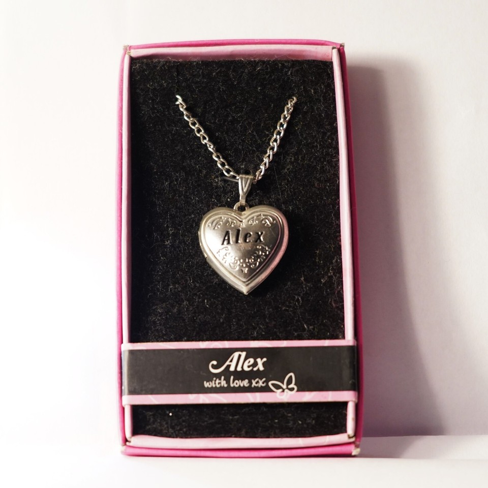 Love Locket Necklace Heart Silver Personalized Pick Name Mulberry ...