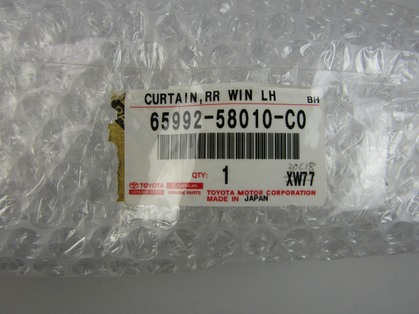 65992-58010-C0 Toyota Curtain, rear window, lh 6599258010C0, New ...