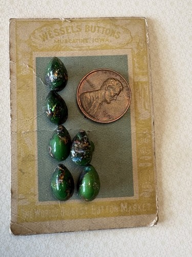 Set of 6 Vintage LEO POPPER Small GREEN Glass Buttons w/gold overlay | eBay
