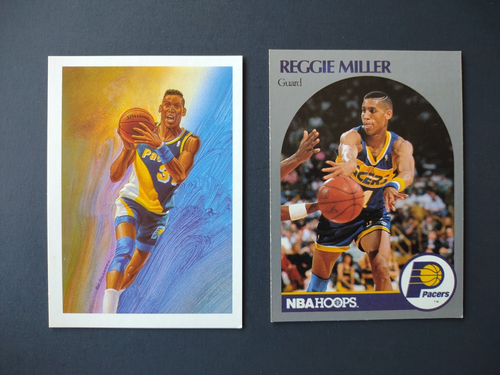 2 1990 Hoops Reggie Miller Cards #135 and #365 Indiana Pacers Team Art ...