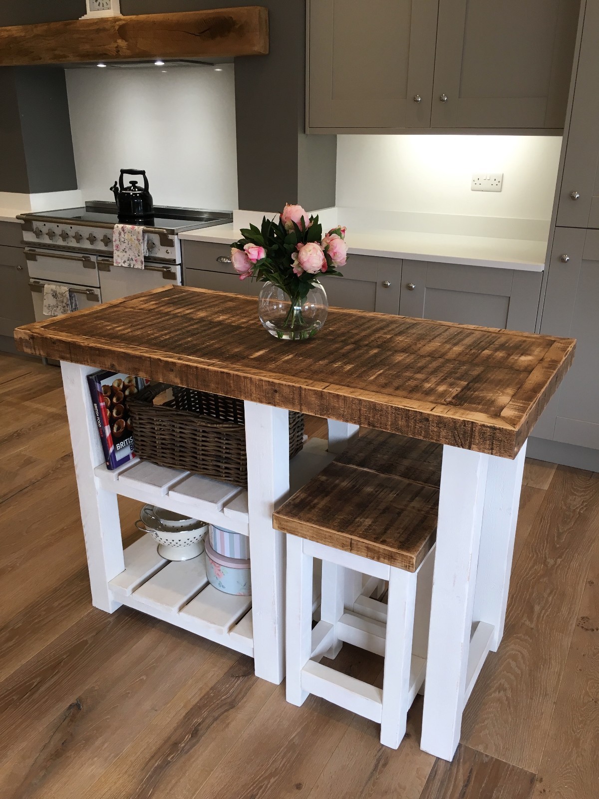 RUSTIC FARMHOUSE KITCHEN ISLAND / TABLE AND 2 X STOOLS MADE TO ORDER ...