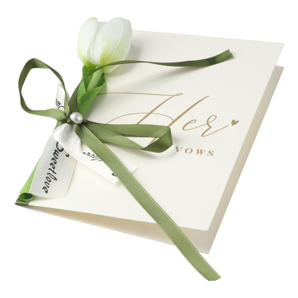 2pcs White Vow Books 7.8*6 Inch Pledge Card Exquisite Flower Oath Book ...