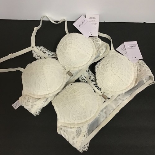2x Auden / Radiant Plunge Racerback Push-Up Bra / Front Close / Ivory ...